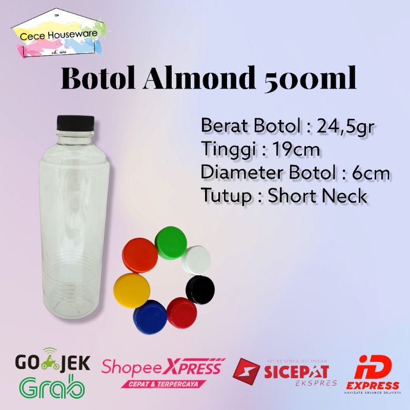 Jual (Isi 30Pcs) ~ Botol Almond 500ml / Botol Plastik 500ml (Short Neck ...