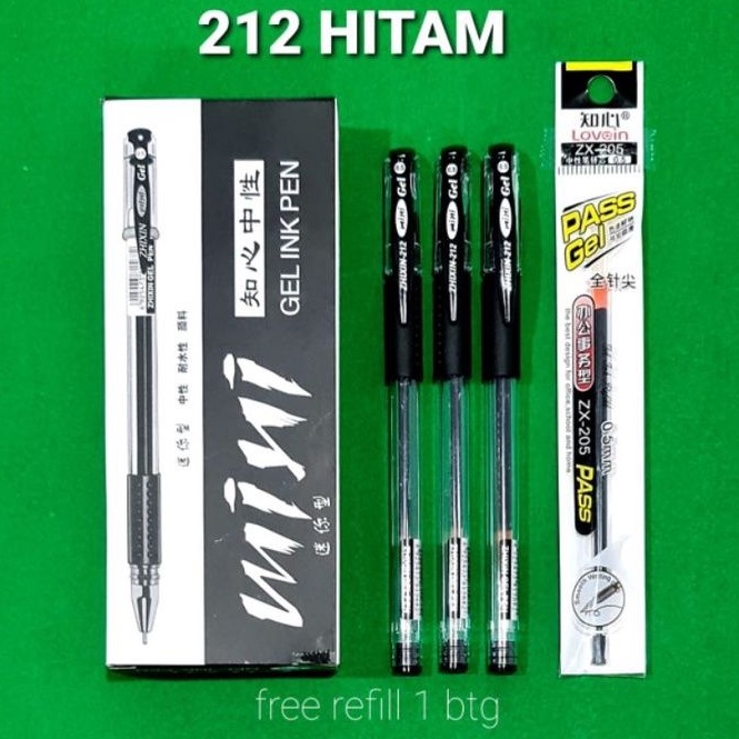 Jual PULPEN GEL 212 LOVE IN HITAM isi 12pcs | Shopee Indonesia