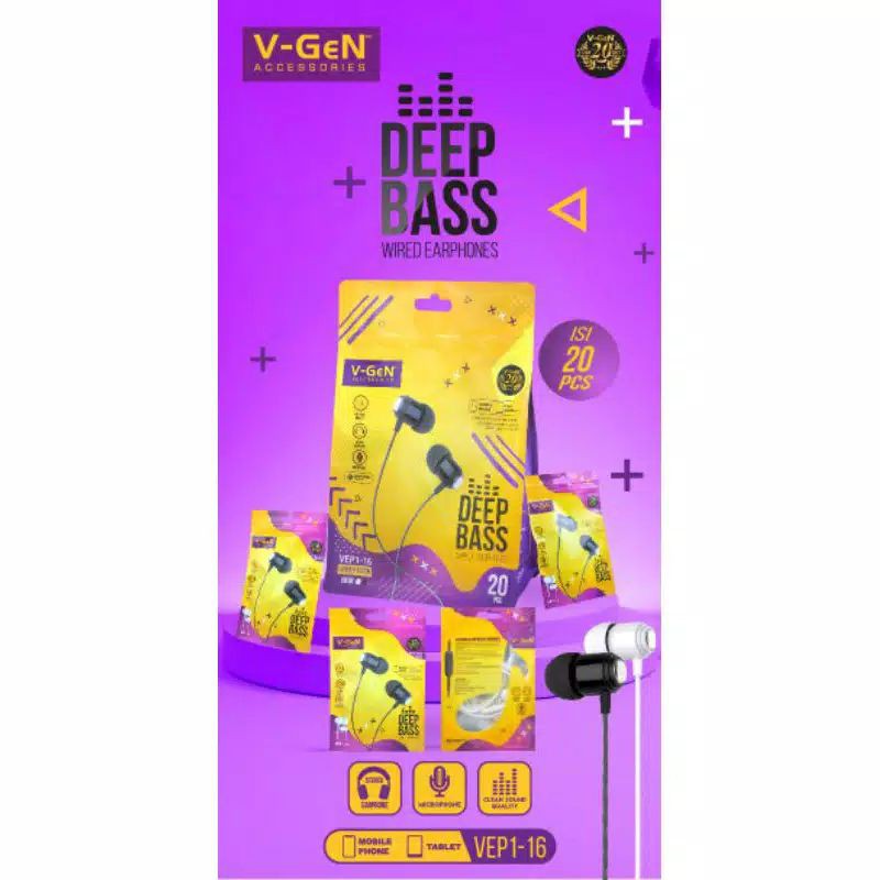 Jual HANDSFREE HEADSET V-GEN VEP1-16 EARPHONE V-GEN VEP1-16 HANDSFREE V ...