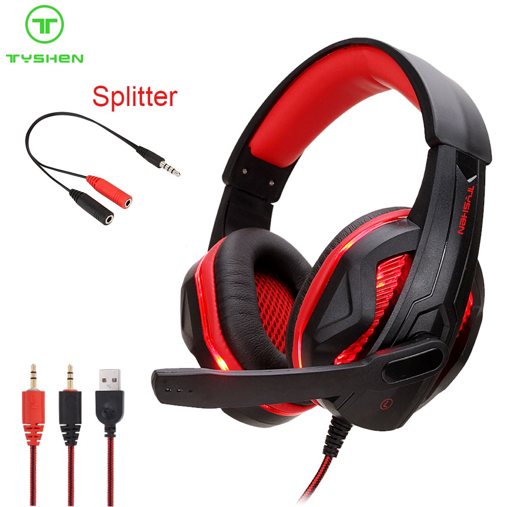 Jual Headset Gaming LED Merah 3.5 Audio & Mikrofon Headphone Gaming RGB ...