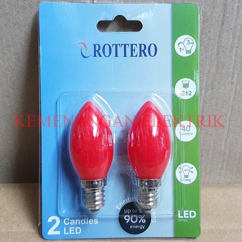 Jual ROTTERO LAMPU CABE LED 1 WATT LILIN CANDLE LIGHT MERAH E12 2PCS ...