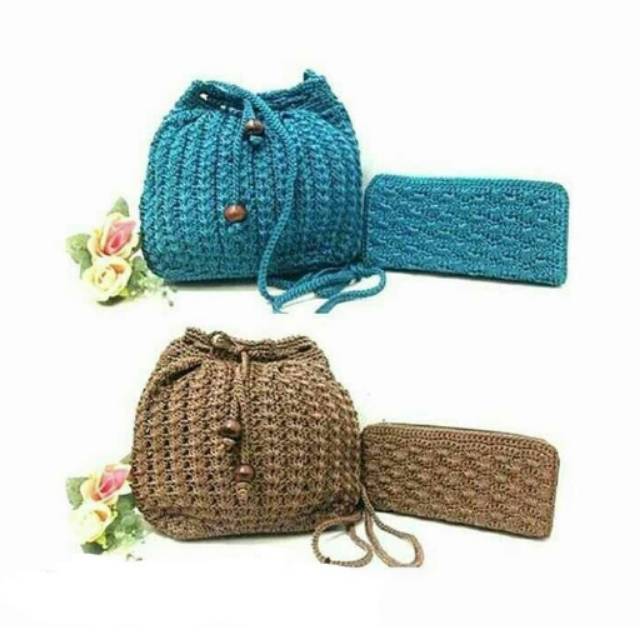 Jual Tas Rajut Wanita Sling Serut Mini Tali Panjang Selempang Gaul ...
