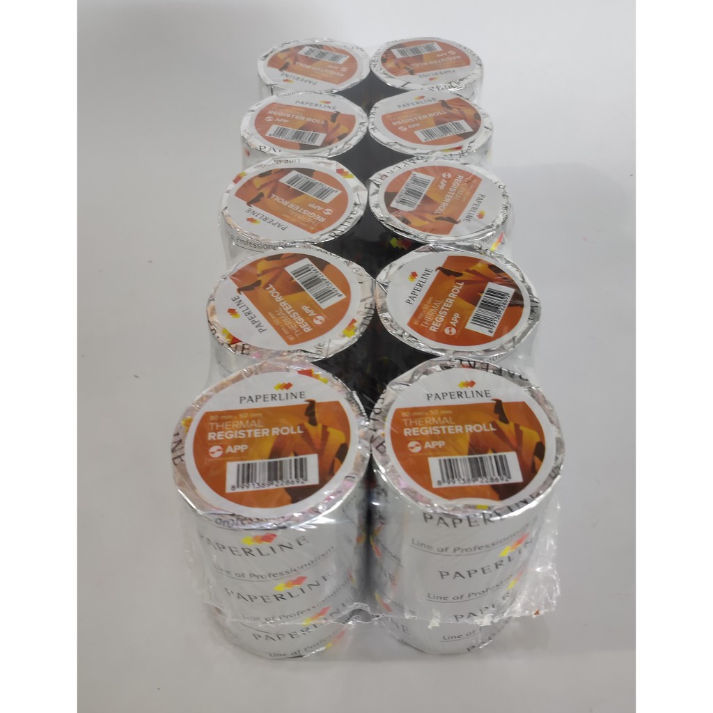 Jual ( ISI 10 ROLL ) KERTAS THERMAL PAPERLINE UKURAN 80 MM X 50 MM ...