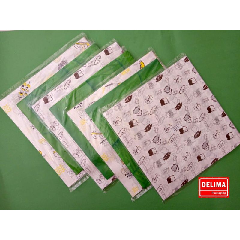 Jual Kertas Burger/Kebab dll Berlaminasi ukuran 30 x 30 (isi 100 pcs ...