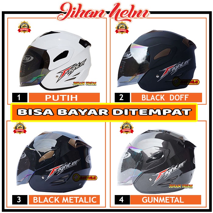 Jual HELM SNI / GM HELM ORIGINAL / HELM GM / HELM GM FIGHTER BLACK DOFT ...