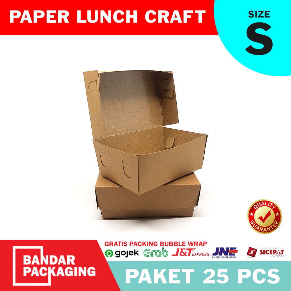 Jual PAPER LUNCH BOX CRAFT LAMINASI UKURAN S FOOD GRADE PAKET 25PCS ...