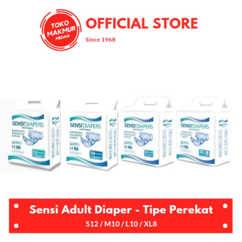 Jual SENSI ADULT DIAPER S12 / M10 / L10 / XL8 - POPOK DEWASA TIPE PEREKAT | Shopee Indonesia