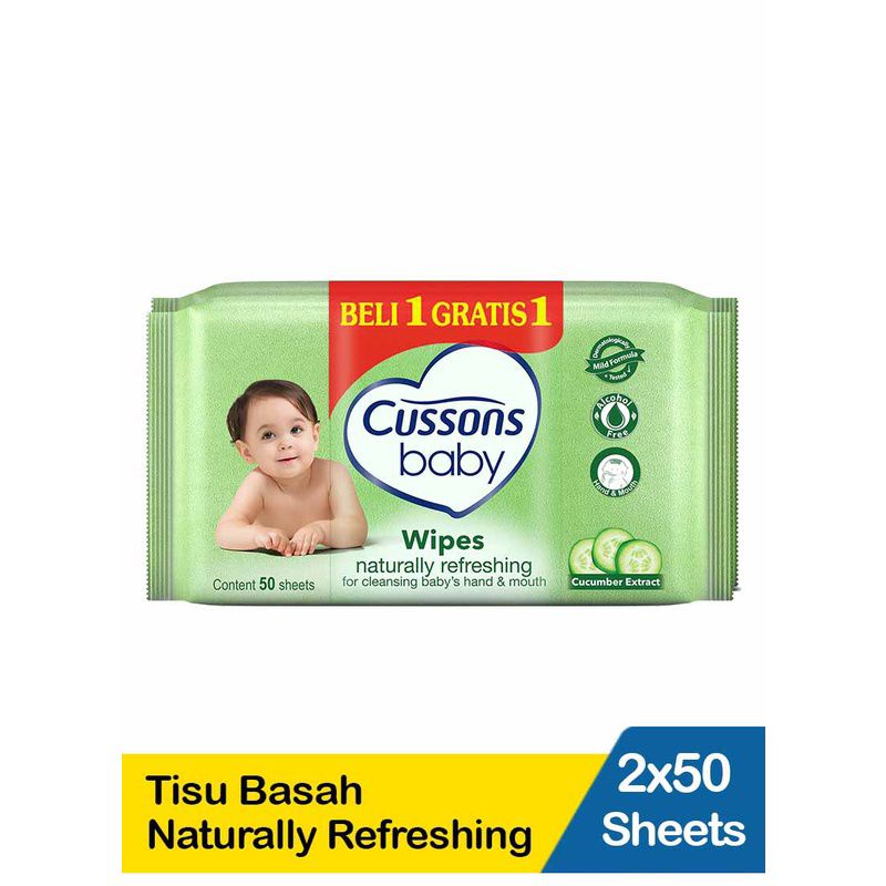 Jual tissue basah cussons buy 1 get 1 naturally refreshing (HIJAU ...