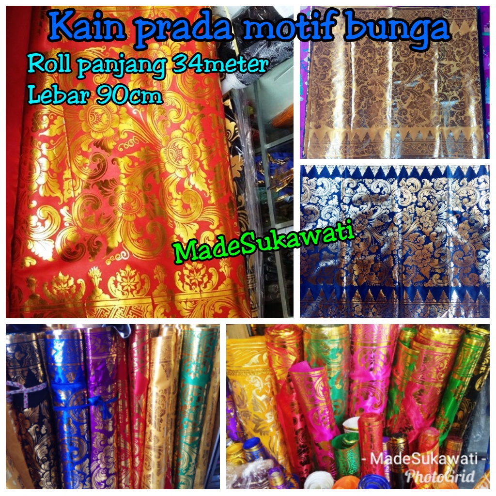 Jual 34 meter Kain prada emas bali motif bunga 1 roll | Shopee Indonesia