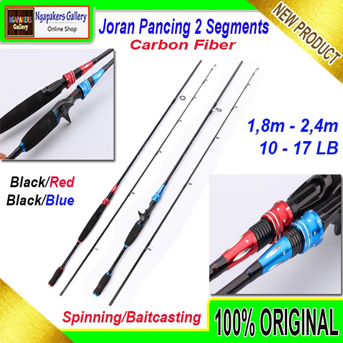 Jual Joran Pancing Spinning/Baitcasting Carbon Fiber 2 Segments 1,8m ...