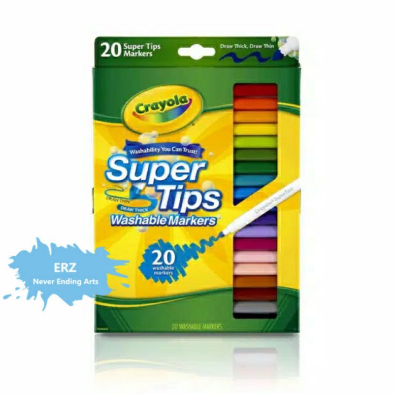 Jual Crayola Supertips 20 warna - Washable Fineline marker 20 colors ...