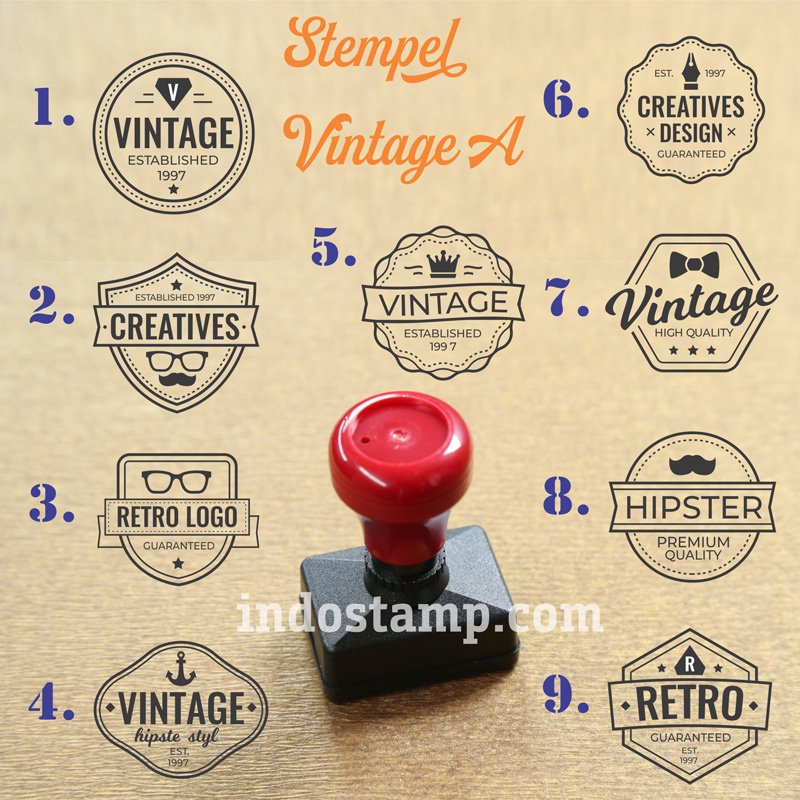 Jual stempel retro vintage monogram desain logo toko stamp flash ...