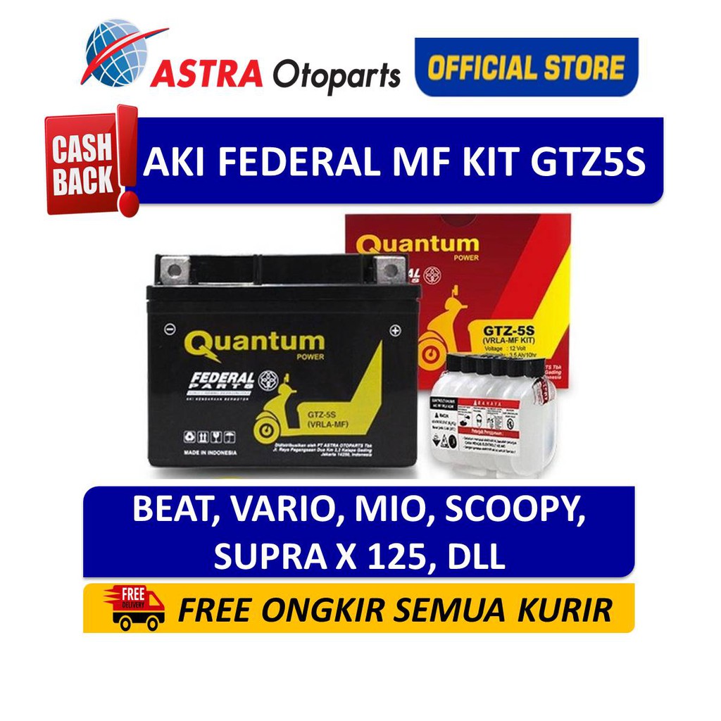 Jual Aki QUANTUM FEDERAL PARTS BATTERY GTZ 5S Kit FP-GTZ-5Skit-B ...