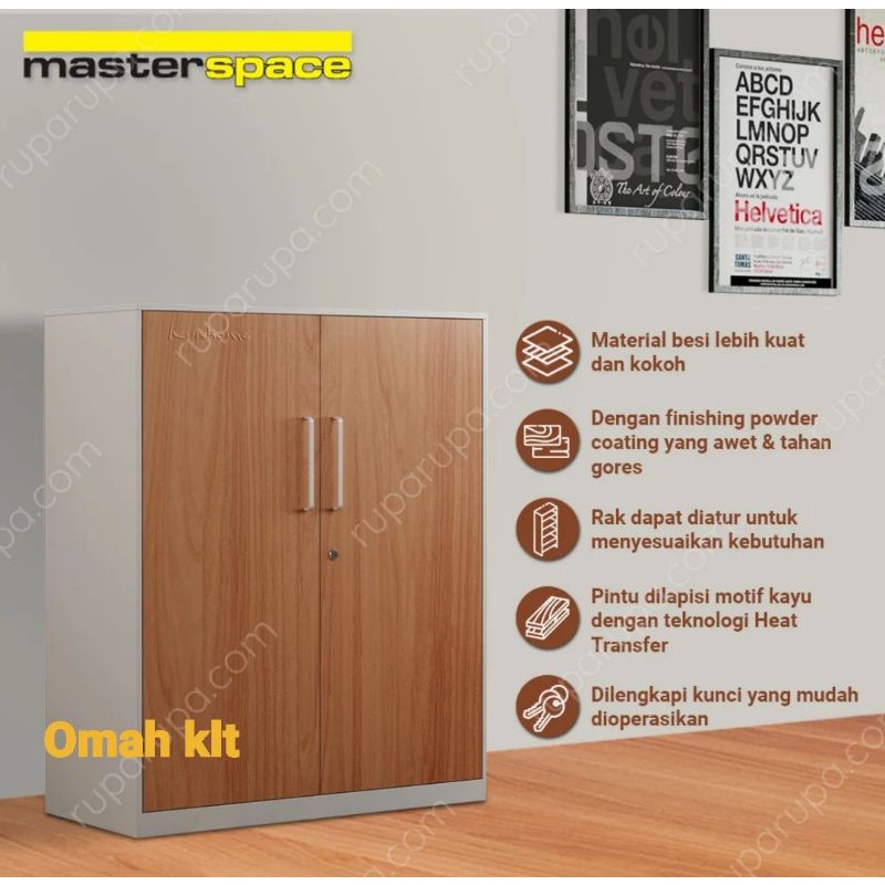 Jual rak lemari kabinet filling cabinet besi MASTER SPACE 2 pintu low ...