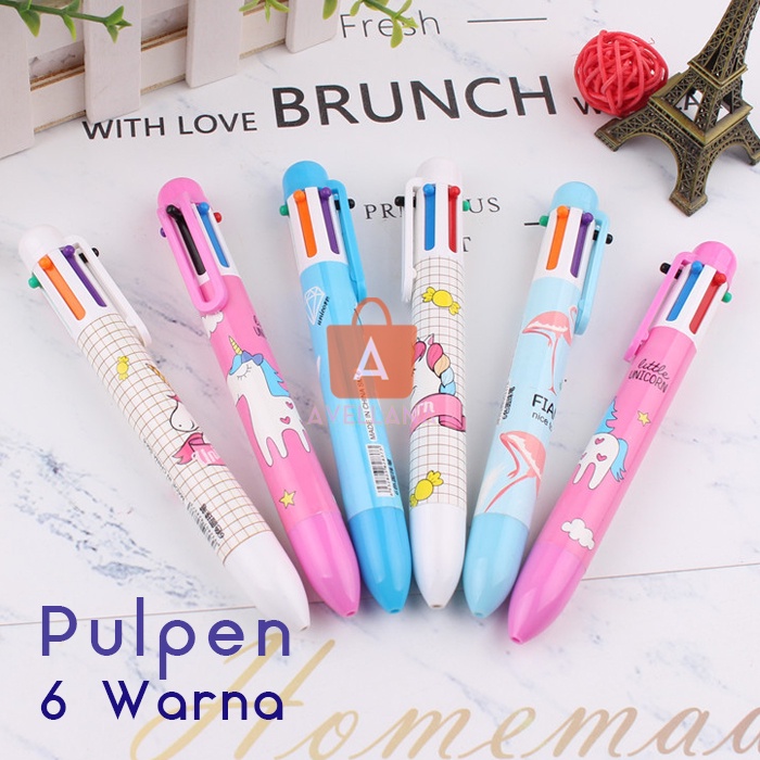 Jual PULPEN 6 WARNA / PULPEN CETEK 6 WARNA / 6 COLORS CUTE CARTOON ...