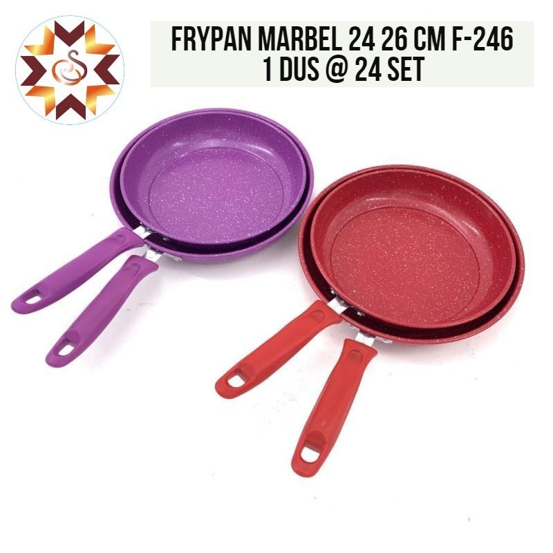 Jual FRYPAN MARBEL Teflon Penggoreng Ukuran 24 - 26 cm Frypan bulat set isi 2 pcs teflon anti ...