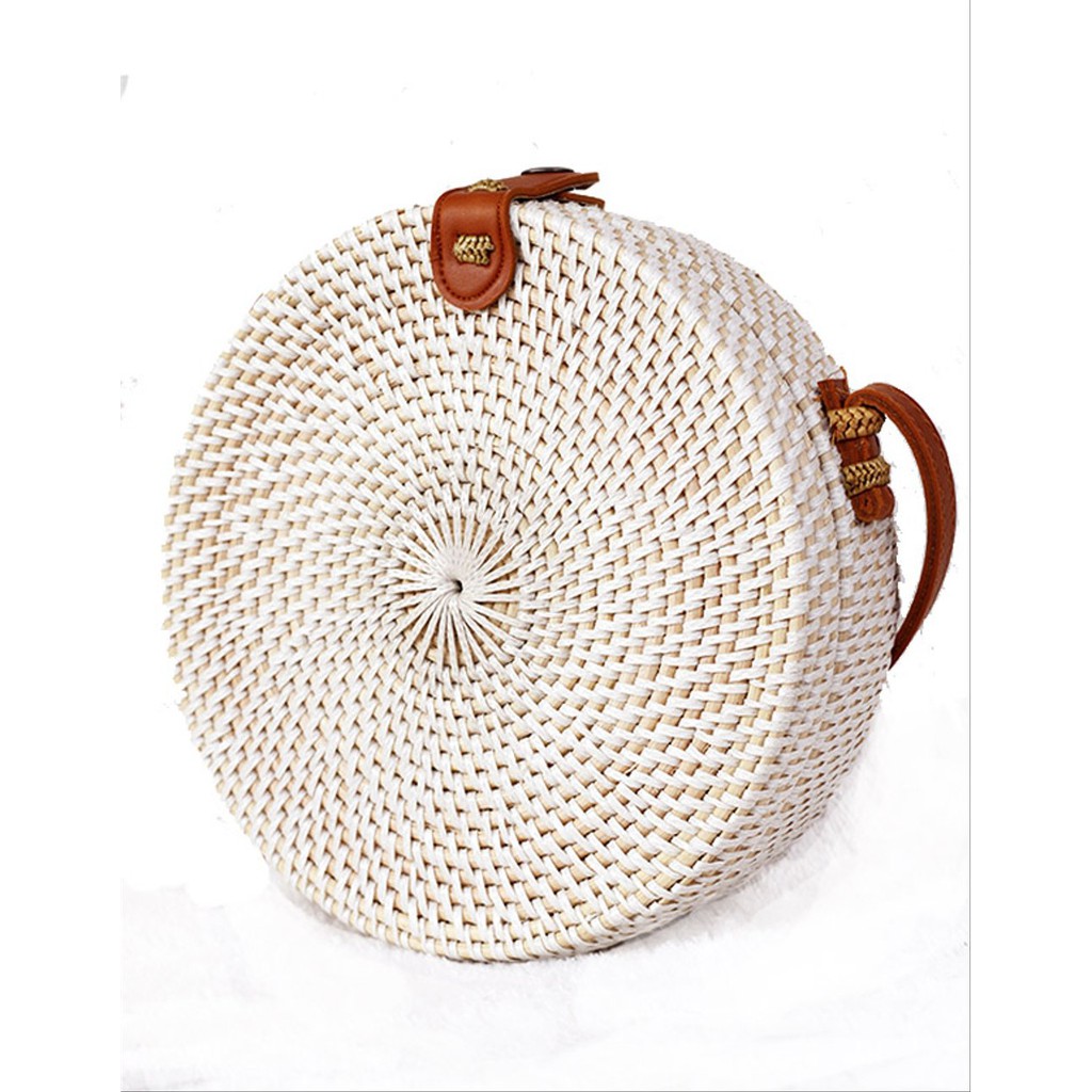 Jual Oleh-oleh Khas Bali Tas Rotan/Ate Bulat 20cm Putih - Tas Wanita ...