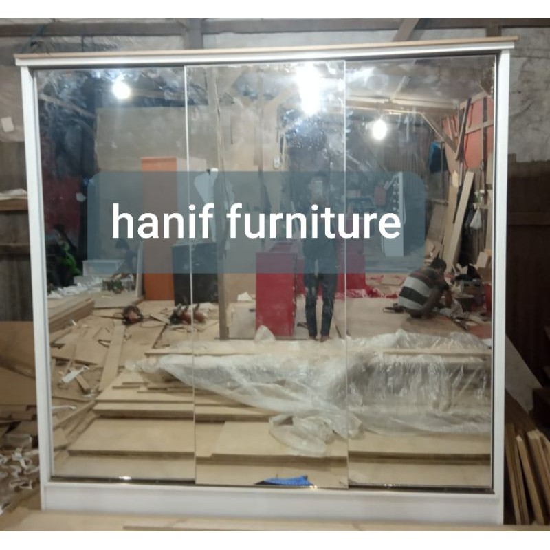 Jual Lemari Sliding 3 Pintu Full Cermin Tanpa Batas List | Shopee Indonesia