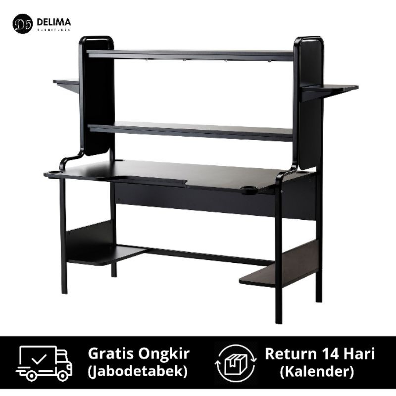 Jual Meja Kerja Modern Meja Gamers Meja Komputer Meja Youtuber, Hitam ...