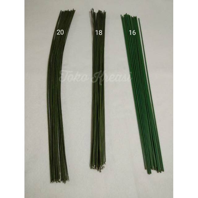 Jual (Per lusin) batang hijau - batang bunga -kawat bunga ukuran 20, 18 ...
