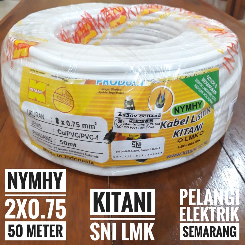 Jual KITANI Kabel Listrik NYMHY 2x0.75 2x0,75 Serabut SNI LMK - 50 Meter 50m | Shopee Indonesia