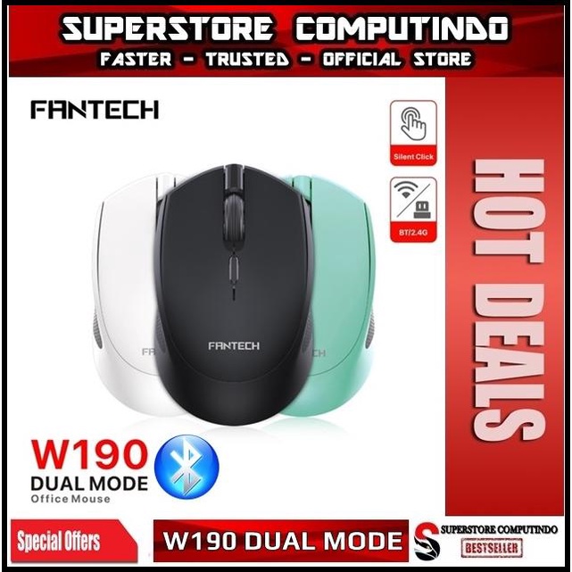 Jual Fantech W190 Wireless Bluetooth Mouse - Dual Connection - Silent Mouse | Shopee Indonesia