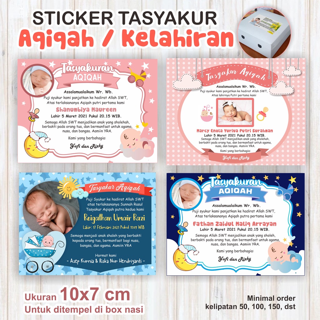 Jual cetak sticker aqiqah tasyakur khitanan 4 bulanan | Shopee Indonesia