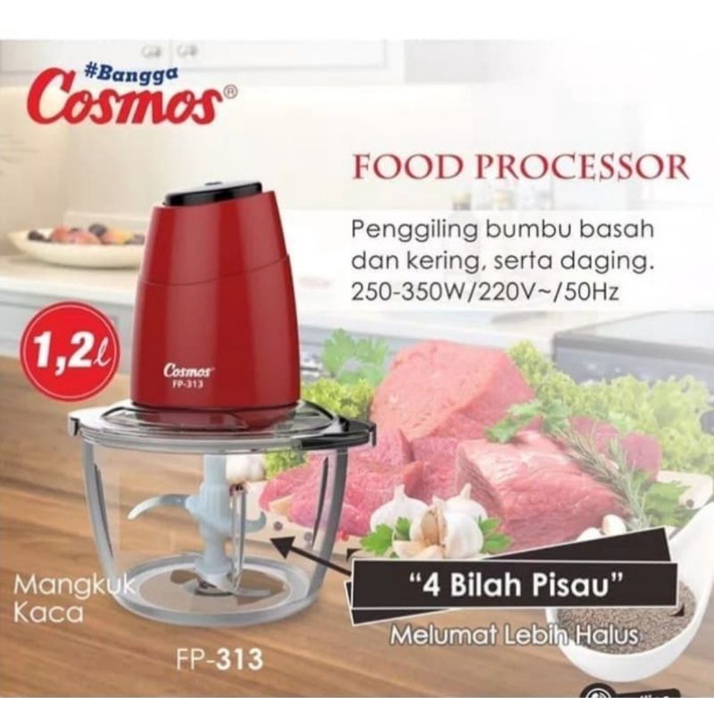 Jual COSMOS : FP-313 FOOD PROCESSOR / PELUMAT 4 BLADE CHOPPER 1,2 lt FP 313 | Shopee Indonesia
