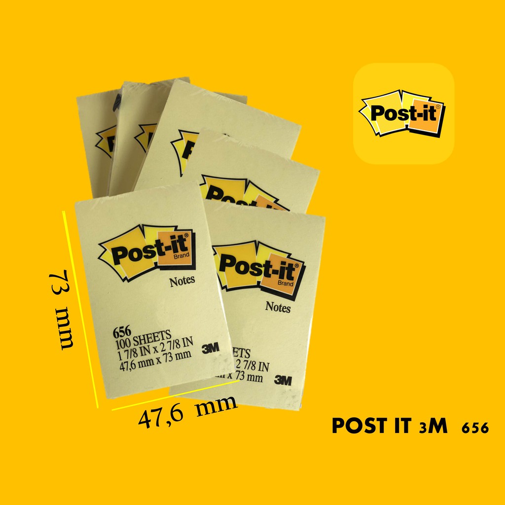 Jual POST IT 3M TIPE 656 UKURAN 47,6 mm X 73 mm / POST IT KUNING / MEMO ...
