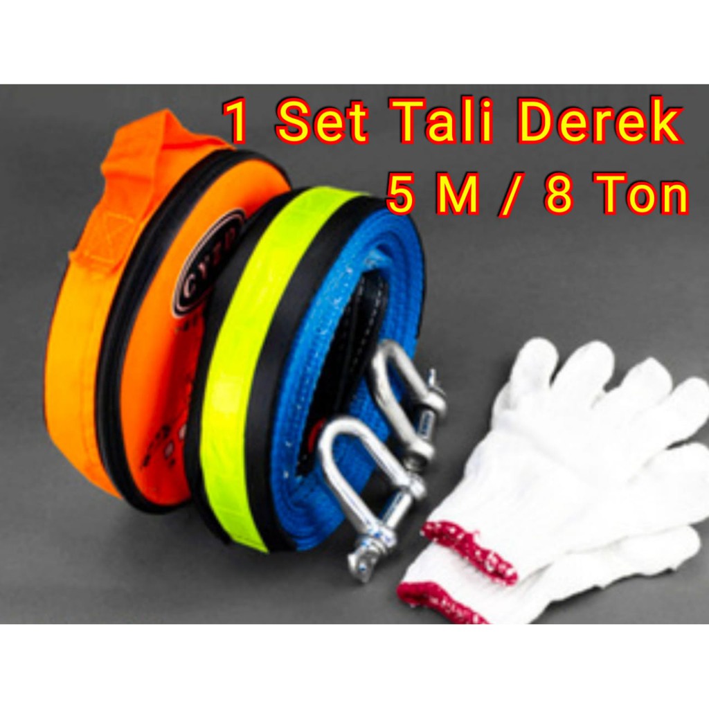 Jual Tali Derek Mobil 5 Meter 8 Ton / Emergency Tow Rope / Tali mobil ...