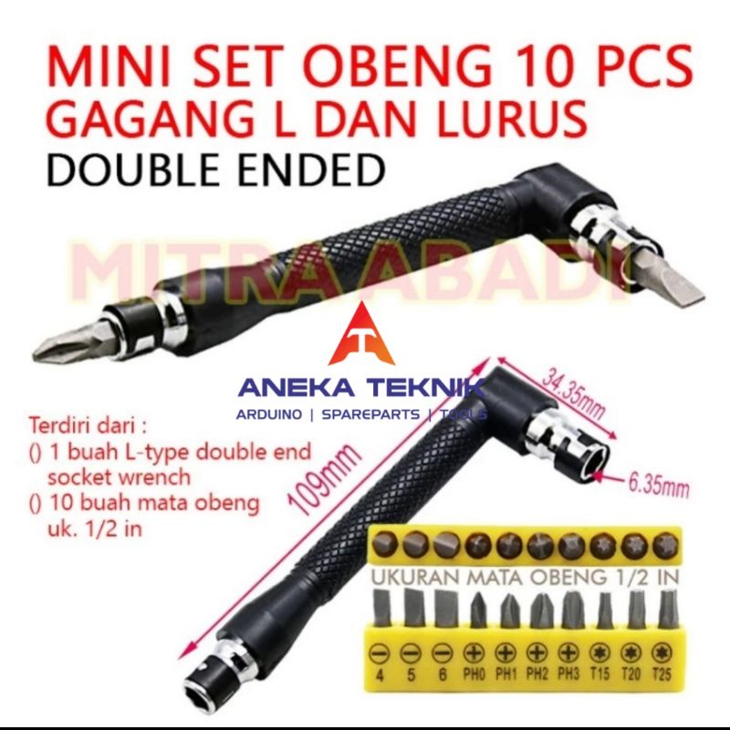 Jual Obeng L Siku + 10 pcs Mata Obeng SET Gagang Double Ended | Shopee ...