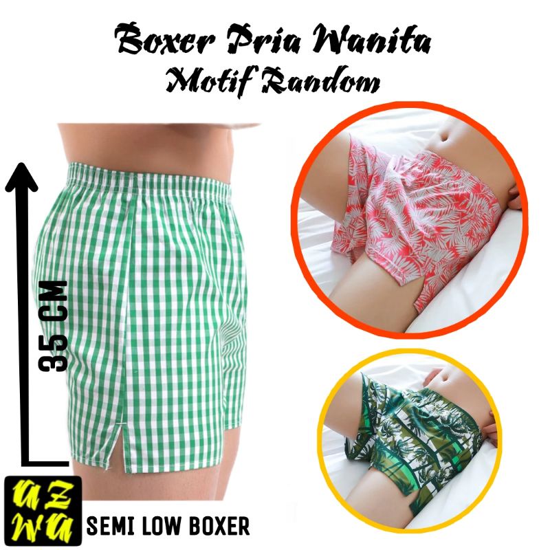 Jual Semi Low Boxer | Boxer Pendek 35 Cm Pria Wanita || Motif Random ...