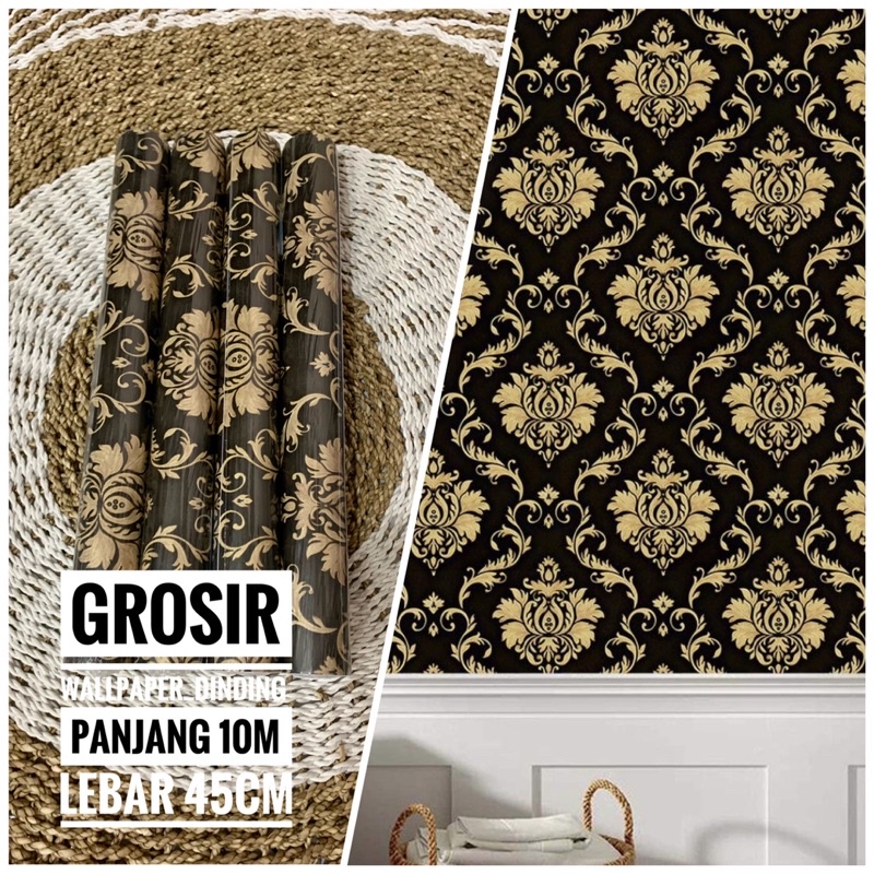 Jual Grosir Wallpaper Sticker Dinding Motif Batik Bunga 2 Panjang 10m X