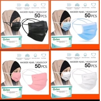 Jual MASKER HEADLOOP ORLEE / ORLEE DISPOSABLE HEADLOOP/ MASKER HIJAB ...