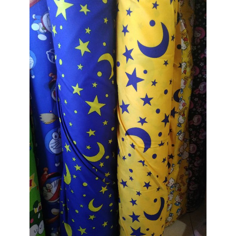 Jual kain katun polymicro disperse motif bulan bintang meteran ecer ...
