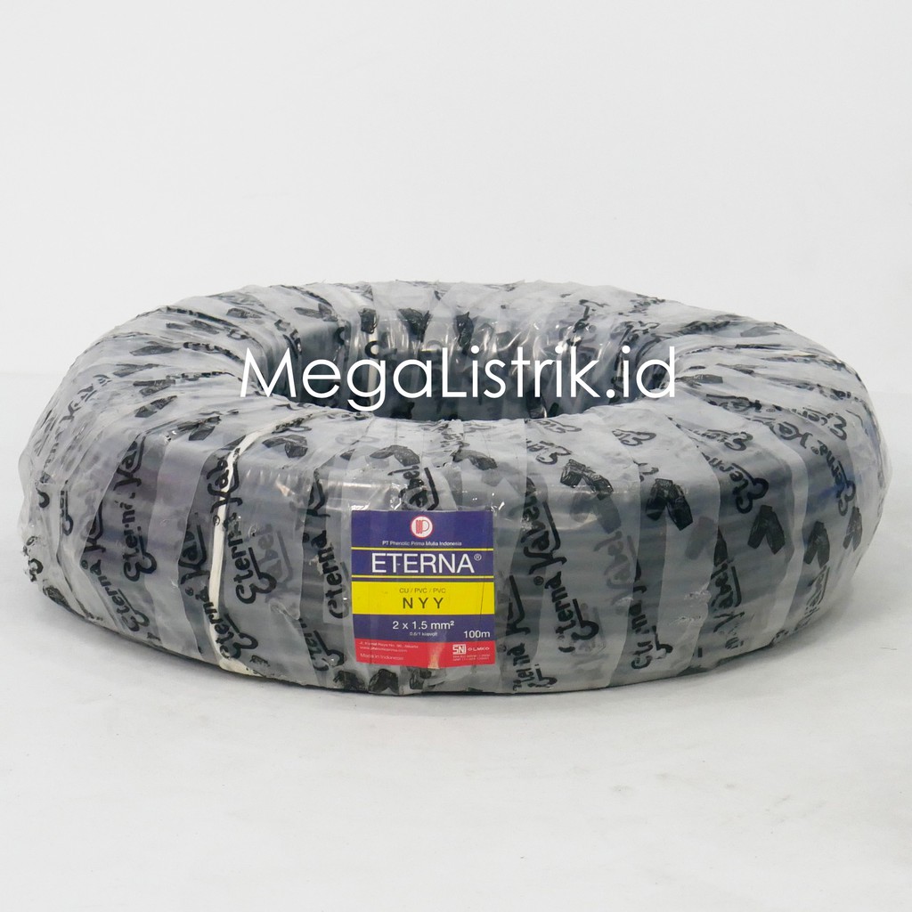 Jual ETERNA NYY 2X1.5 ( 100 METER ) / KABEL LISTRIK HITAM KAWAT TEMBAGA 2 X 1.5 MM / 2X1,5 / 2 X ...