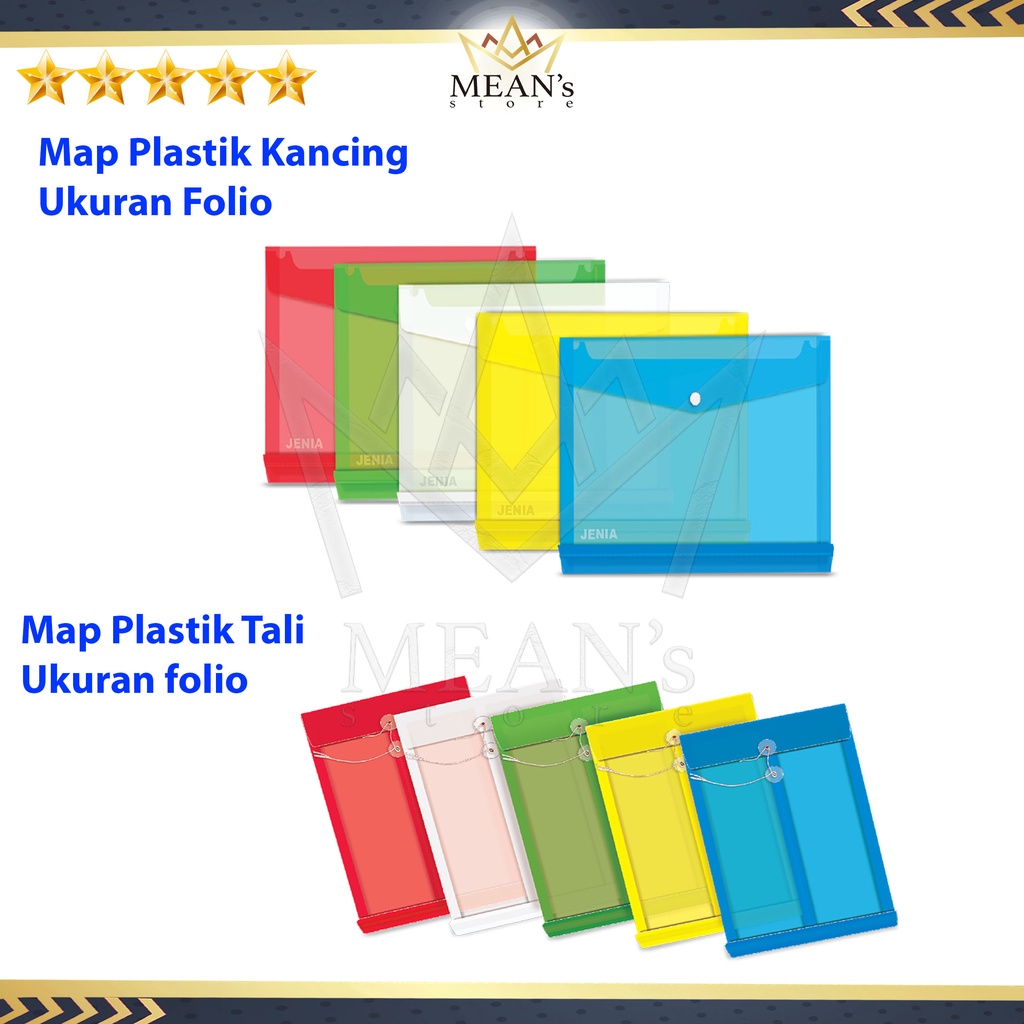 Jual Map Plastik Kancing & Tali Jenia Ukuran Folio / Plastik Bening ...