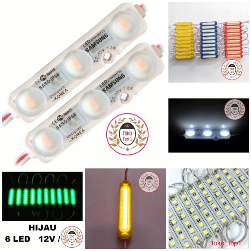 Jual LAMPU LED STRIP MODUL SMD 5050 6 MATA 12 V WATERPROOF VARIASI DEKORASI ETALASE NEON BOX ...