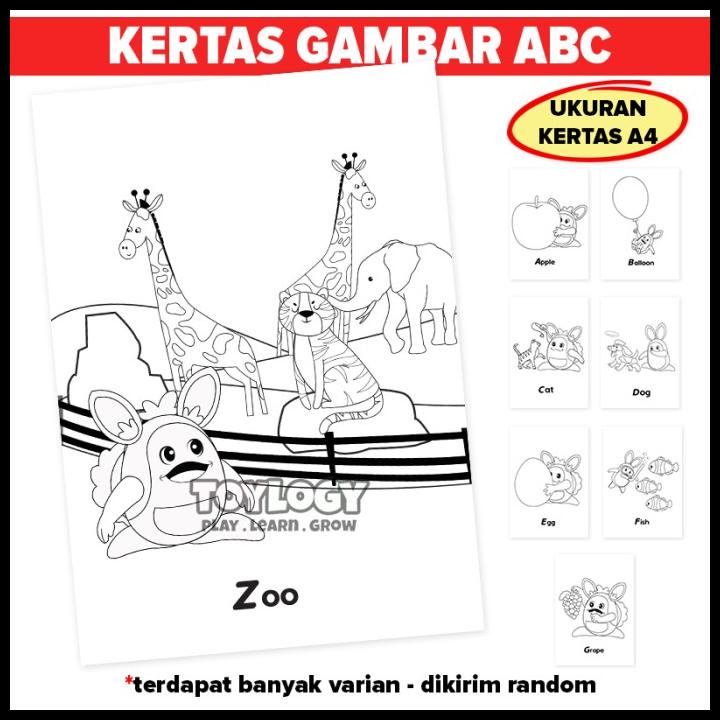 Jual Mainan Edukasi Kertas Gambar Mewarnai ABC Oyo Ogy Coloring Paper ...