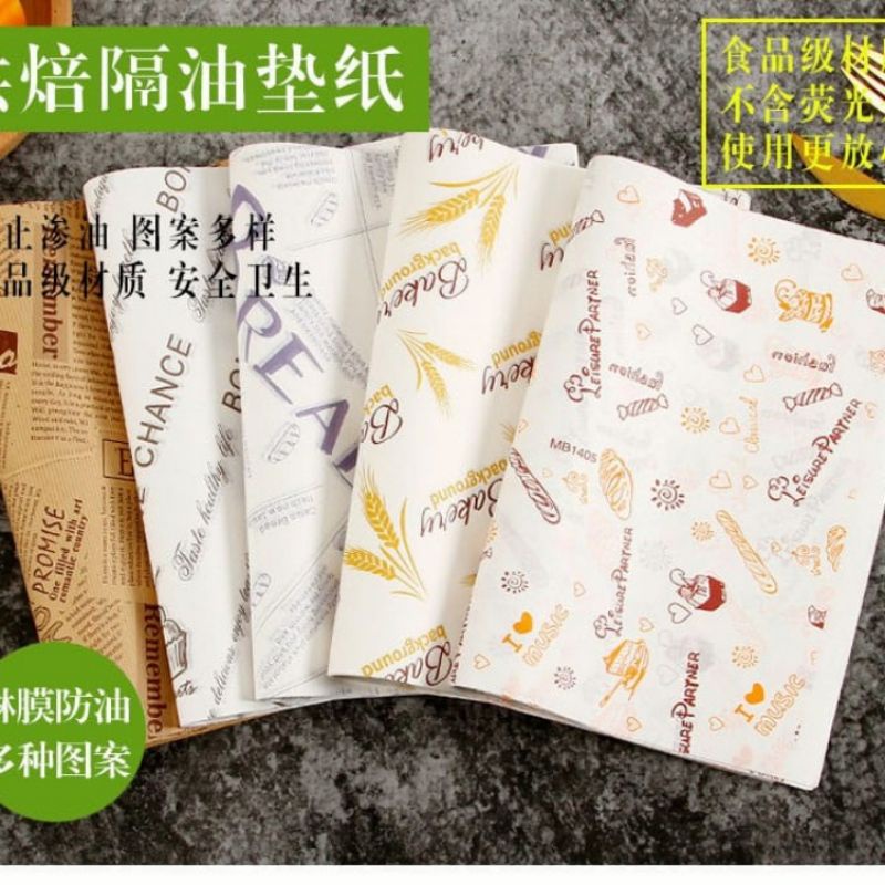 Jual kertas roti motif / wax paper / baking paper motif 28x38cm ...