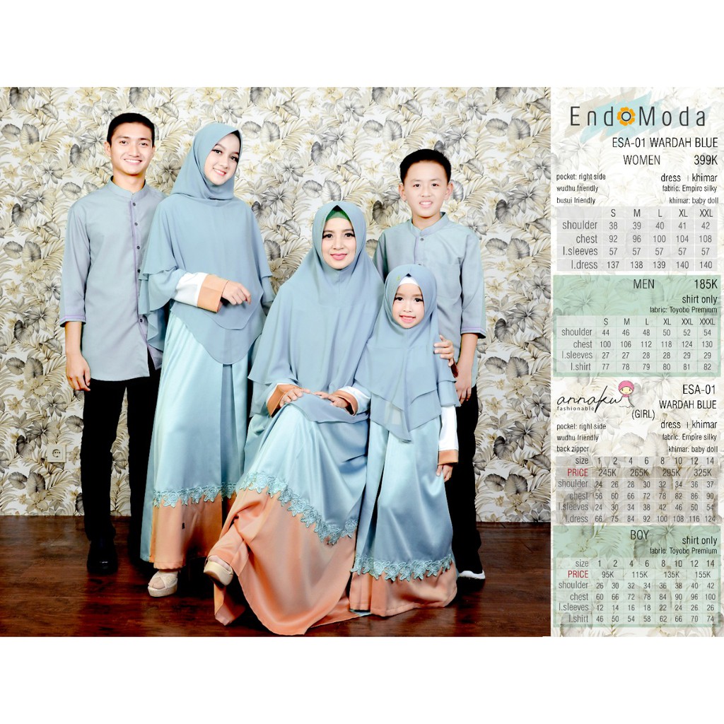 Jual ENDOMODA ESA 01 SARIMBIT KELUARGA FAMILY COUPLE ONE SET BIRU ...
