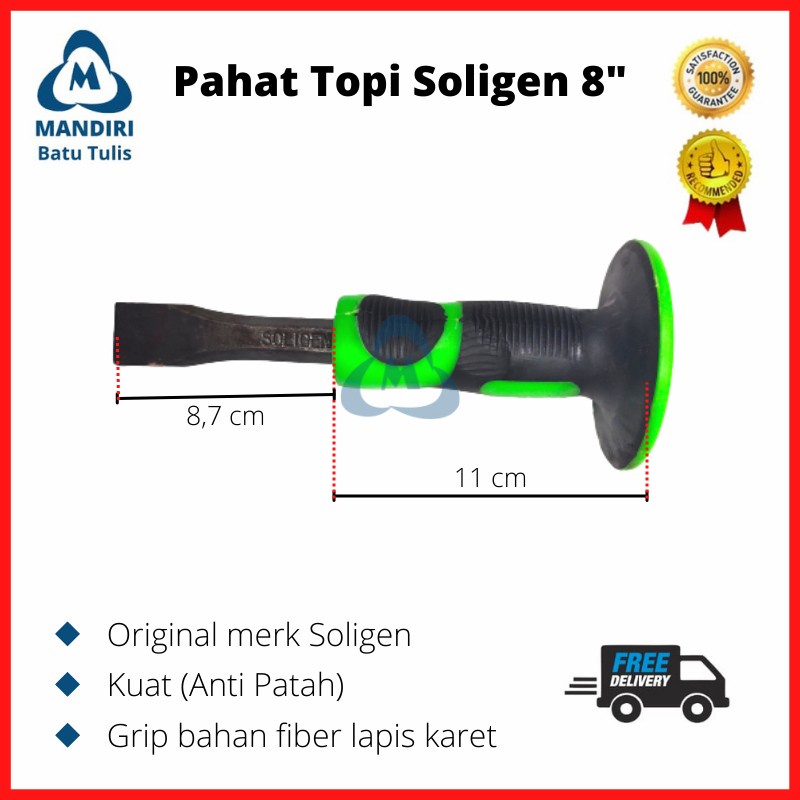 Jual Pahat Beton Topi 10 inch SOLIGEN - Gagang fiber lapis Karet ...