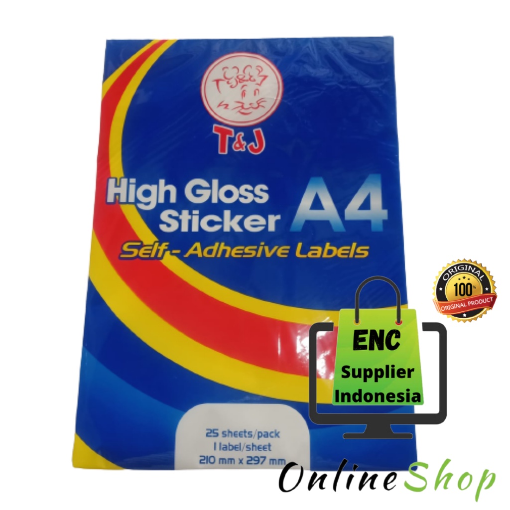 Jual 25 lembar label tom & jerry laser A4 high gloss T&J sticker labels per pak - enc.sup ...