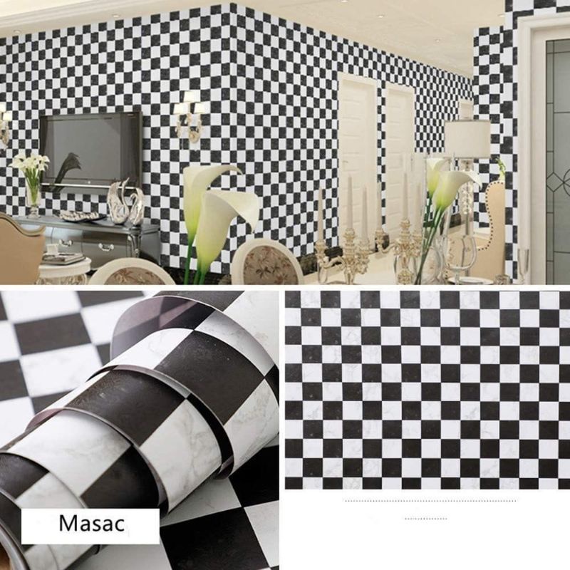 Jual Wallpaper Sticker Dinding Kotak-Kotak Hitam Putih Papan Catur ...
