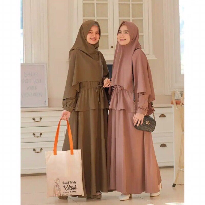 Jual GAMIS ONESET TEHANA SETELAN HIJAB KHIMAR INSTAN | Shopee Indonesia