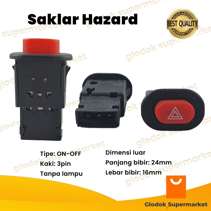 Jual Saklar Hazard Tombol On Off 3 pin Switch Lampu Motor Mobil 3pin ...