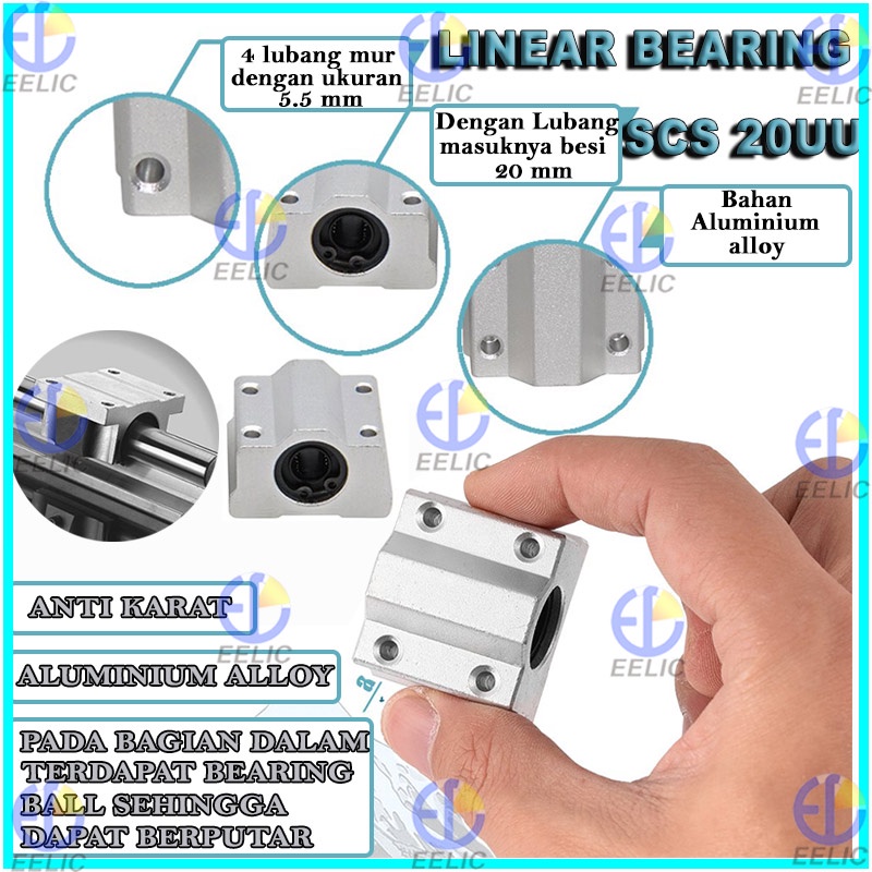 Jual EELIC LBB-SCS20UU Linear bearing block scs 20uu dengan ukuran ...