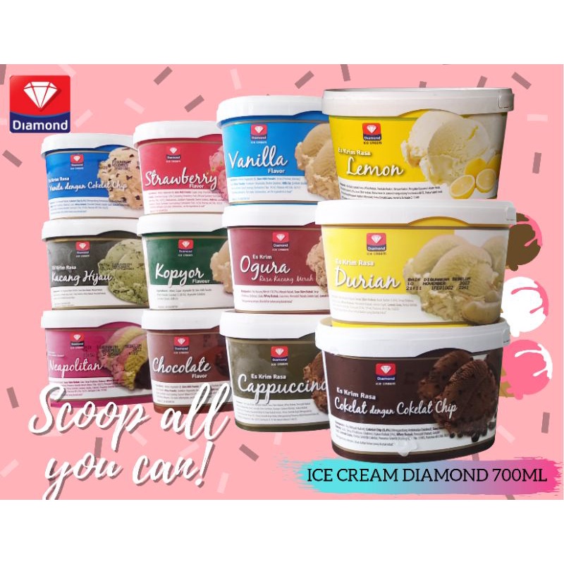 Jual Diamond ICE CREAM 700ML All Varian GOSEND GRAB | Shopee Indonesia