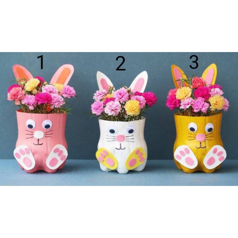 Jual Pot bunga/Tempat pensil lucu dari botol bekas ukuran 1,5 liter ...