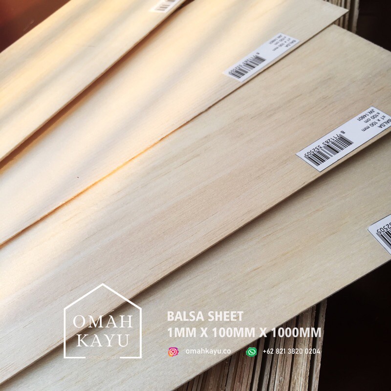 Jual Balsa Sheet Tebal 1mm x 100mm x 1000mm Kayu Maket Murah | Shopee Indonesia